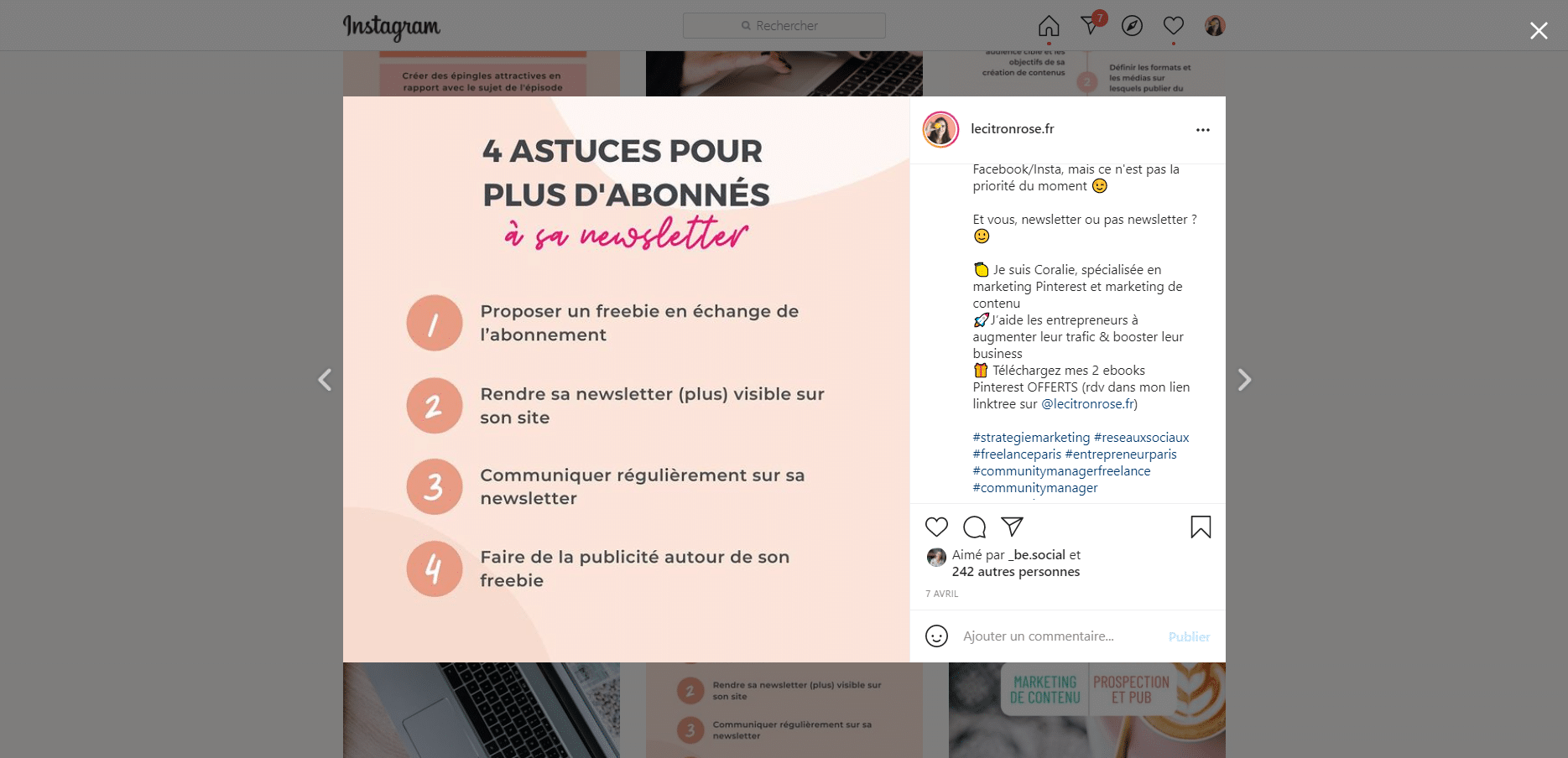 5 étapes pour créer 1 mois de contenu sur Instagram - Le citron rose